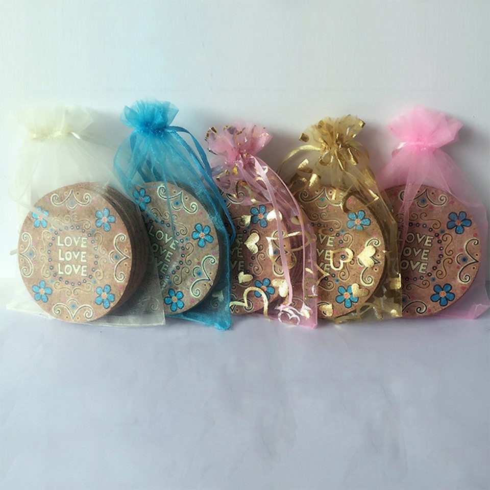 8 Pcs Round Coasters Natural Cork for Drinks Furniture Pads Coffee ...