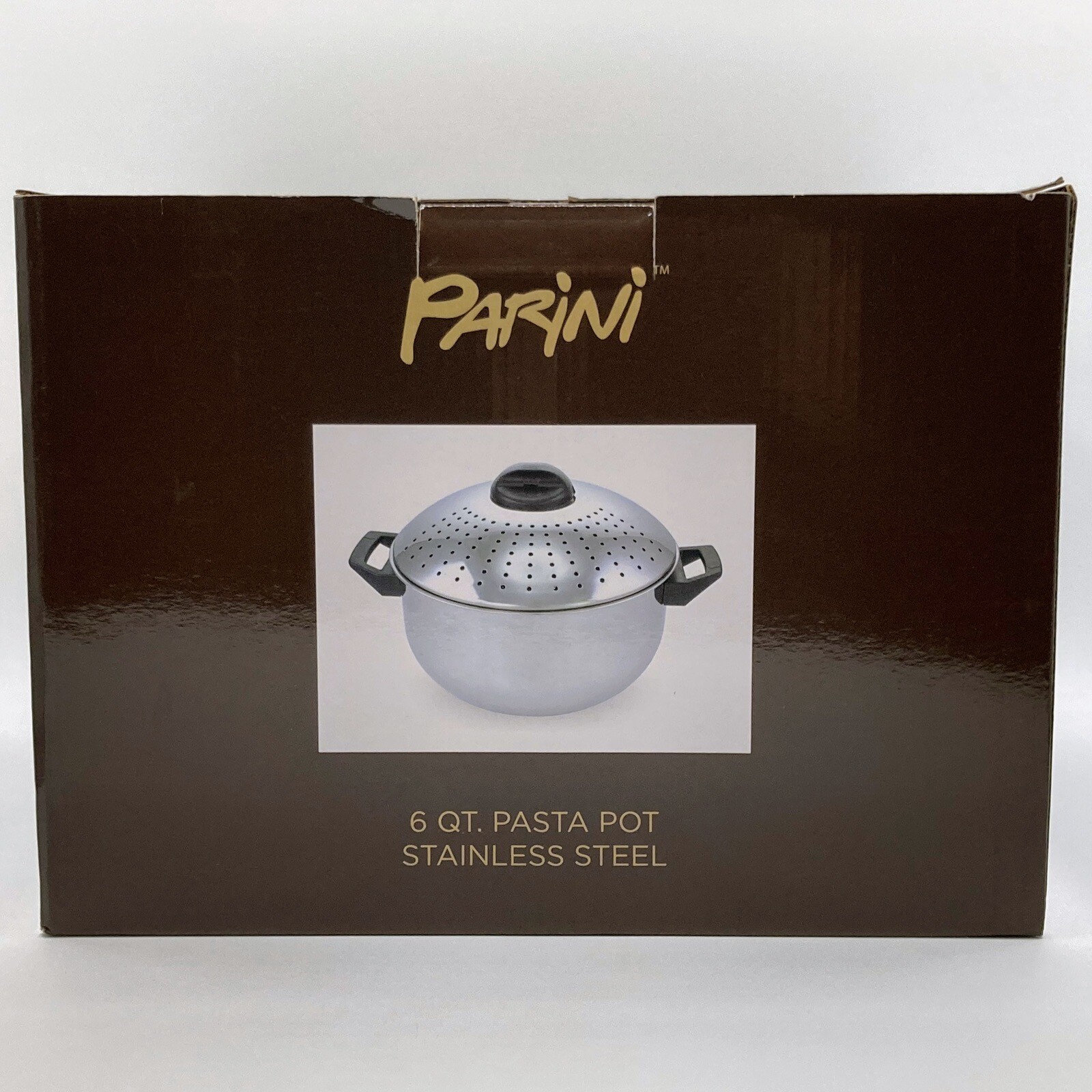 Parini Pasta Pot 6 Quart Stainless Steel, Locking Lid w/ Strainer Holes ...