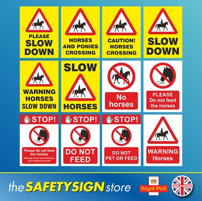Horses Slow Down Crossing Caution Warning Slow Do Not Feed The horses ...