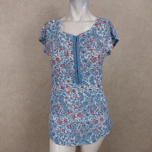 William Rast New Womens Blue Floral Print Cap Sleeve Knit Top Size M ...