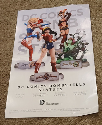 Bombshells Statues Harley Quinn Supergirl Poison Ivy Promo Poster 11x17 ...