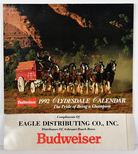 1992 Budweiser Beer Clydesdale Calendar Anheuser Busch Eagle ...