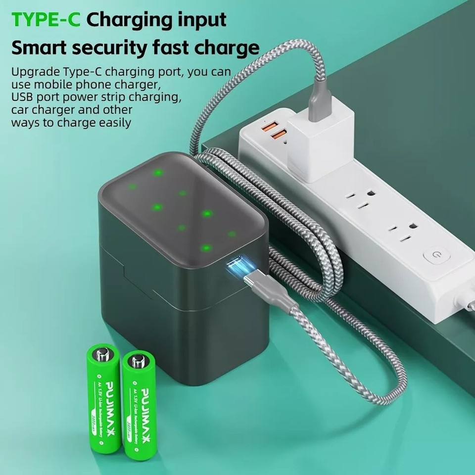 8/16/24/32PCS 1.5V 3400mWh AA Rechargeable Lithium Battery with Charger ...