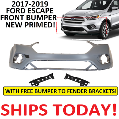 2017 2018 2019 FORD ESCAPE FRONT BUMPER COVER NEW PRIMED WITH BRACKETS ...