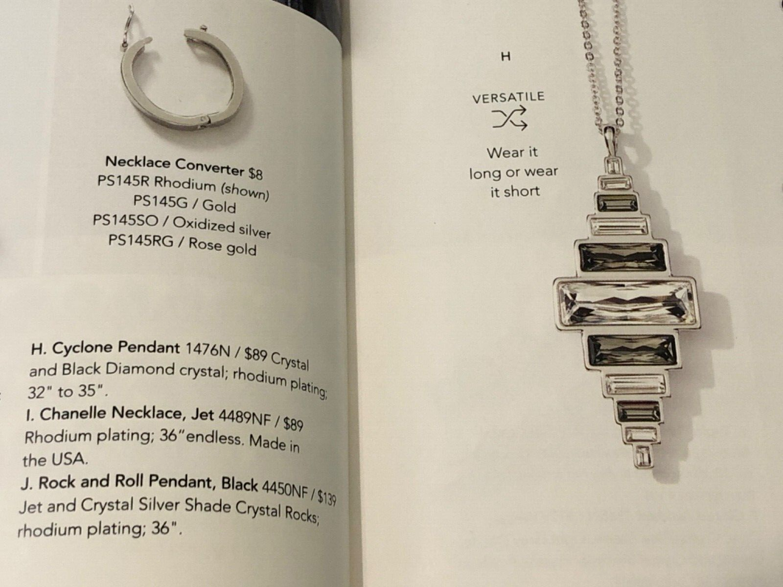 Touchstone Crystal by Swarovski CYCLONE Pendant Black DIamond Rhodium ...