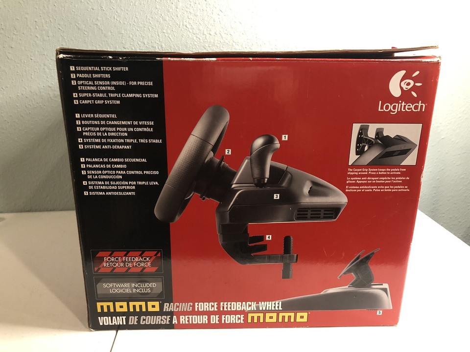 Logitech Momo Racing Force Feedback Wheel with Pedals & Power Cord ...