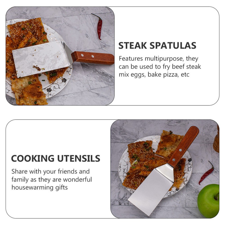 2PCS Spatulas Stainless Steel Ergonomic Steak Spatulas pastry for ...