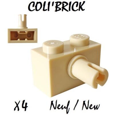 Lego 44865 - 4x Brique / Brick modified 1x2 with pin - Beige / Tan ...