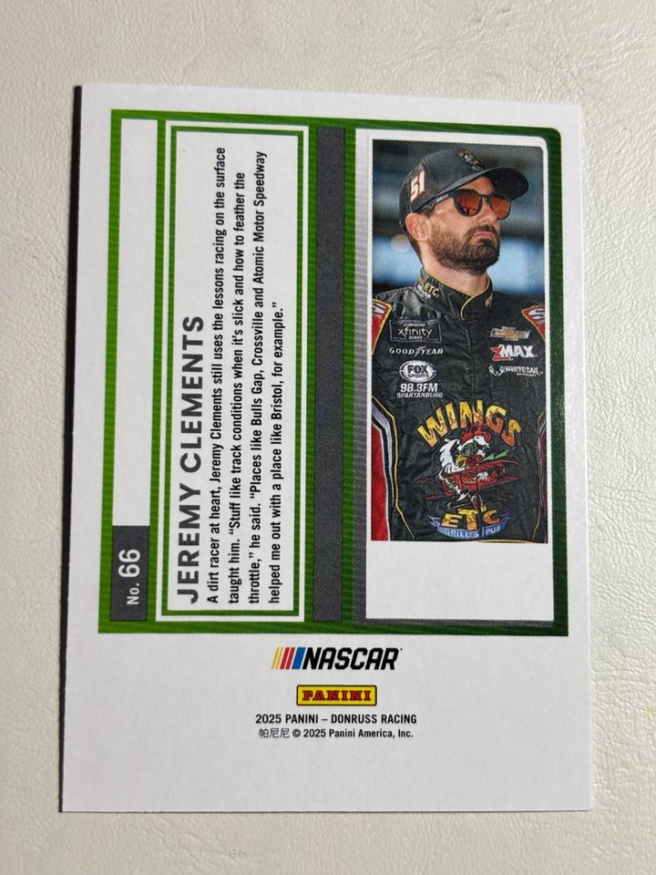 Jeremy Clements 2025 Donruss Racing Silver Laser Variant Card # 66 | eBay