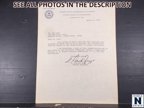 L. Patrick Gray FBI Acting Director Watergate Scandal SIGNED LETTER ...