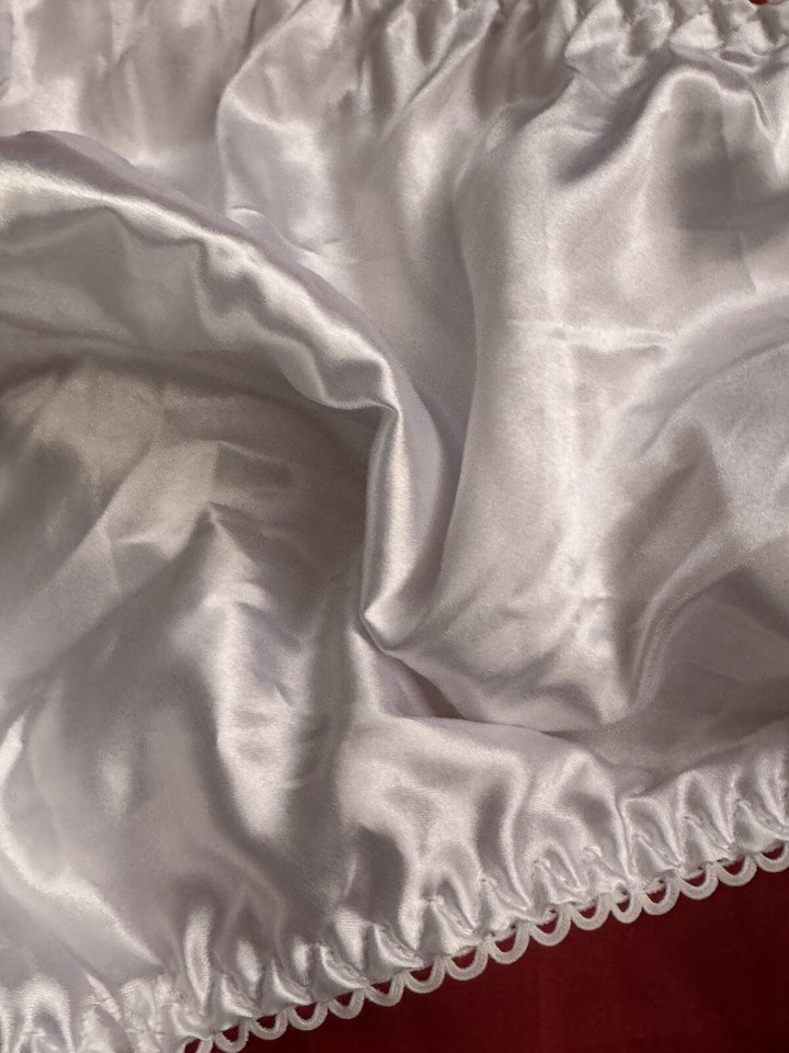 Vtg style Handmade Shiny Pure White XL satin string bikini panties ...