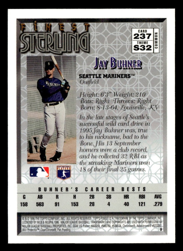 Jay Buhner 1996 Finest Card #237 Seattle Mariners | eBay