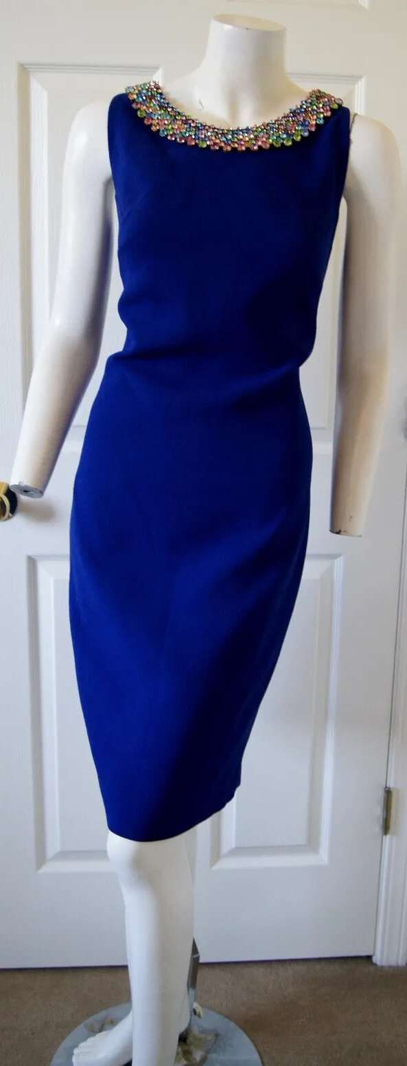Azadeh Couture Royal Blue Crystal Neckline Open Back Formal Dress Sz 10 ...