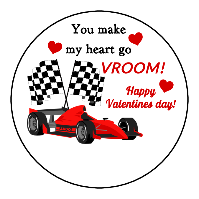kids Race car Valentines day Stickers, labels, tags | eBay