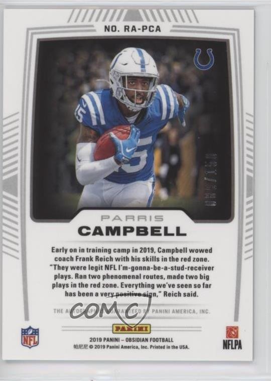 2019 Panini Obsidian Rookie Auto /150 Parris Campbell #RA-PCA Auto RC ...