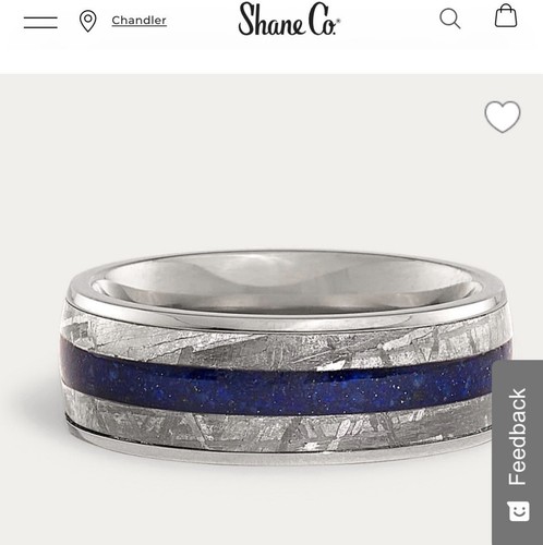 Shane Co Authentic Titanium Meteorite Lapis Lazuli Sz 13 Men’s Wedding ...