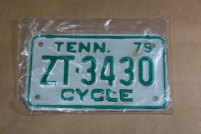 Vintage NOS 1979 Tennessee Motorcycle License Plate ZT-3430 | eBay