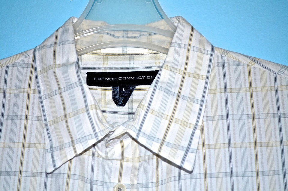 Preowned French connection shirt L mens striped cotton blend button ...