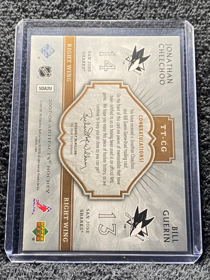 2007-08 Artifacts - Tundra Tandems - #TT-CG Jonathan Cheechoo *085/125 ...