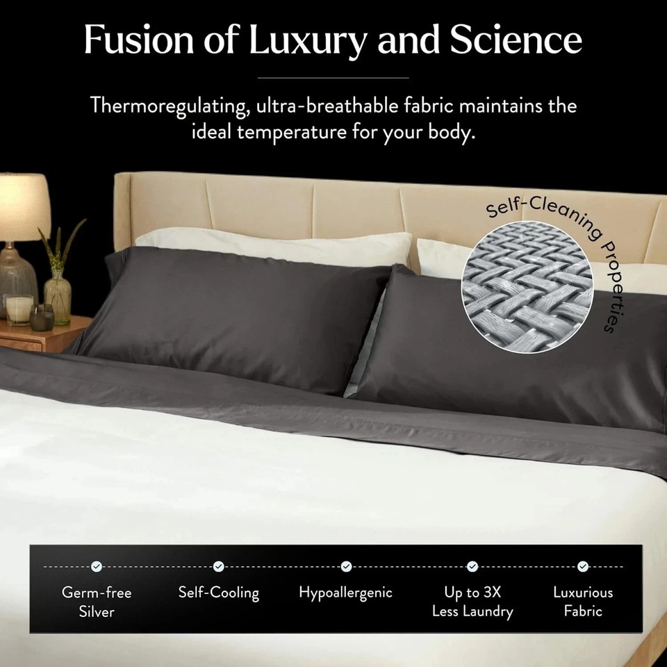 NEW Miracle Made Cotton Bed Sheets NASA Cooling Queen Stone Gray Sheet ...