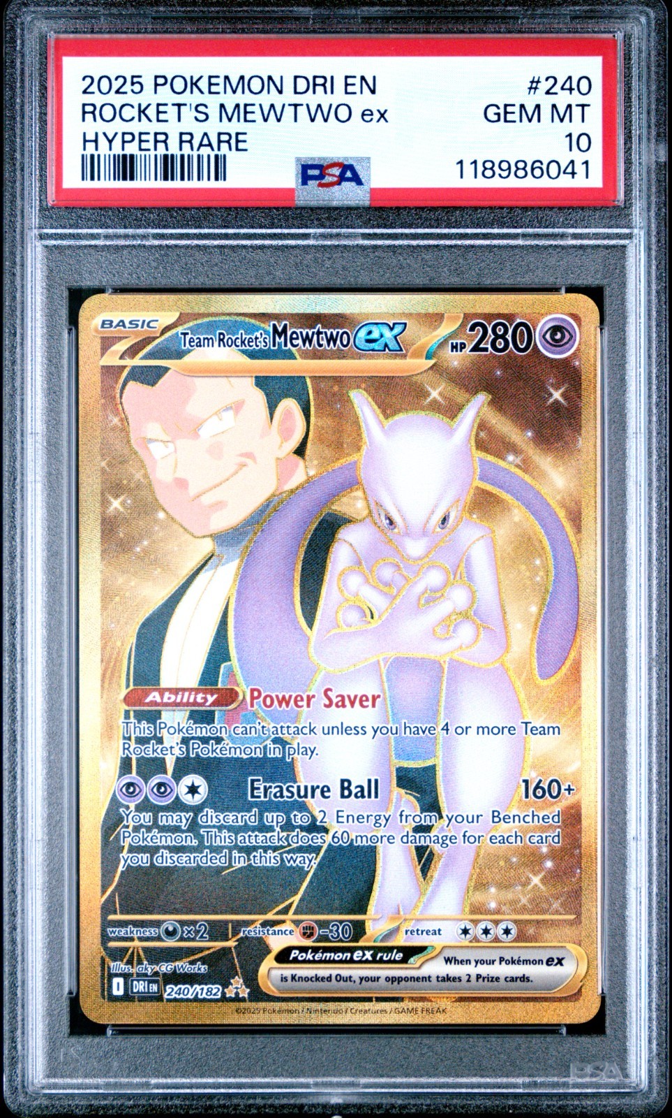 Team Rockets Mewtwo ex PSA 10 English Pokemon Card 240 Destined Rivals ...