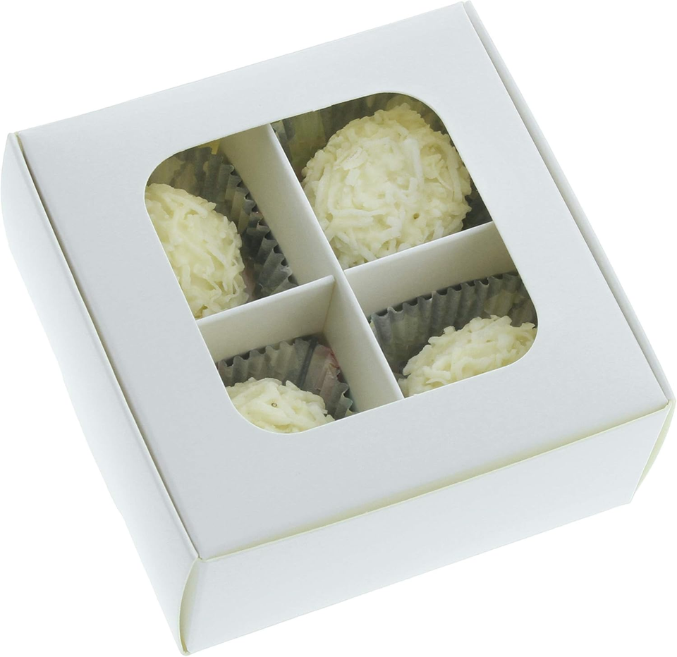 Treat boxes with window and dividers | 4 X-SMALL compartments | 3.5 x 3 ...