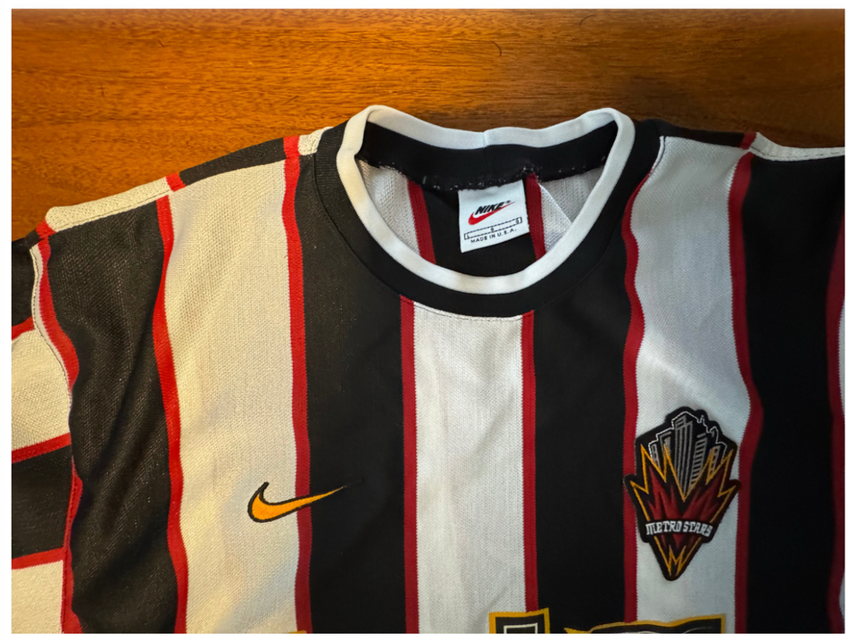 Vintage Nike MetroStars MLS Soccer Jersey | Black Red White Striped ...