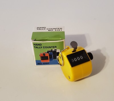 Yellow 4 Digit Handy Manual Tally Counter Palm Clicker Hand (No 101) | eBay