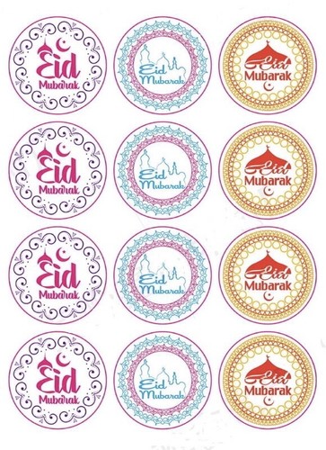 Eid Mubarak Stickers 24 Eid Stickers 3.8cm Sweet Cones Hampers Gifts ...