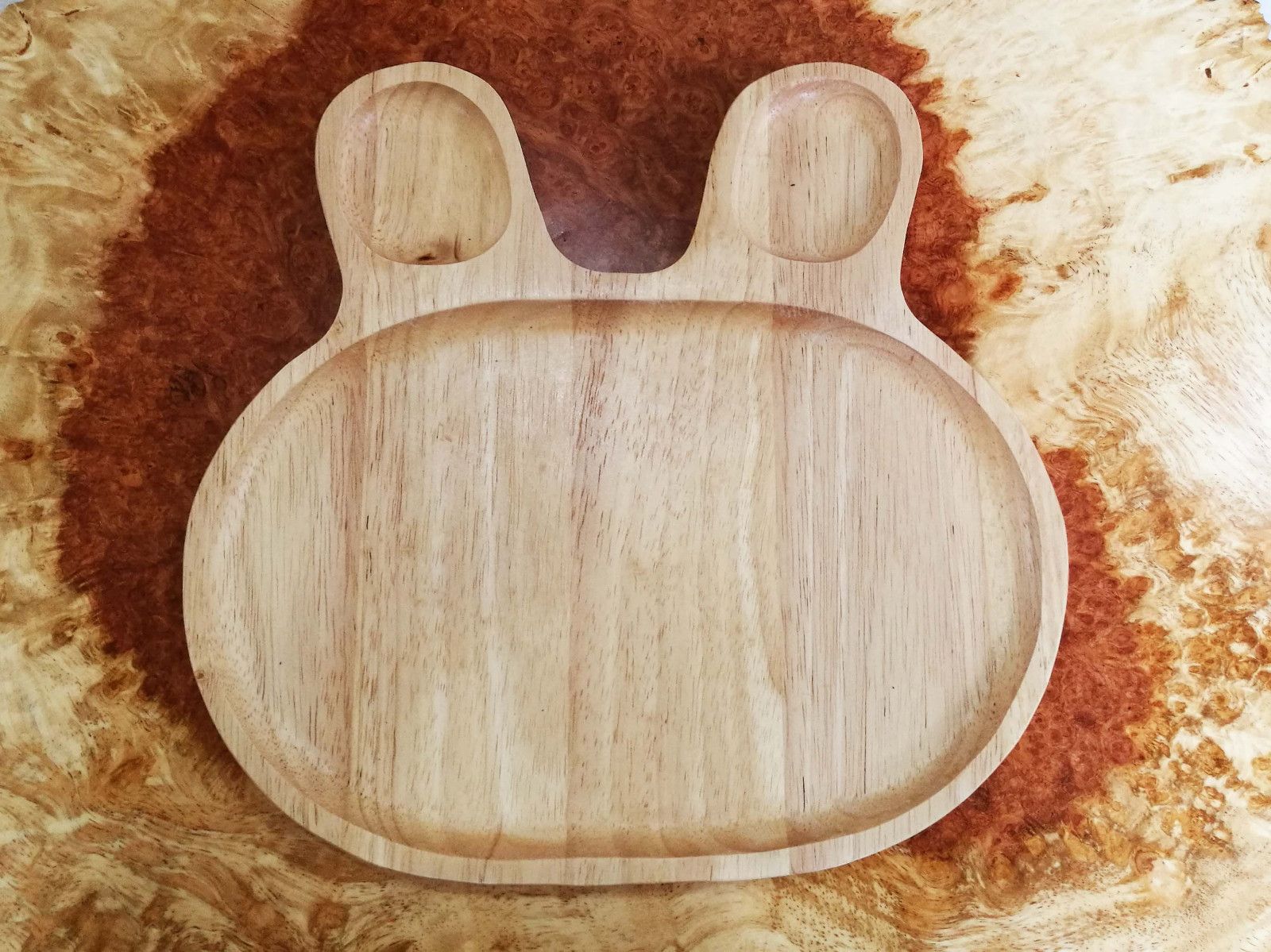 Natural Wood Rubber Tree Dish Wooden Kid Amimal Plate / Serving Food or ...