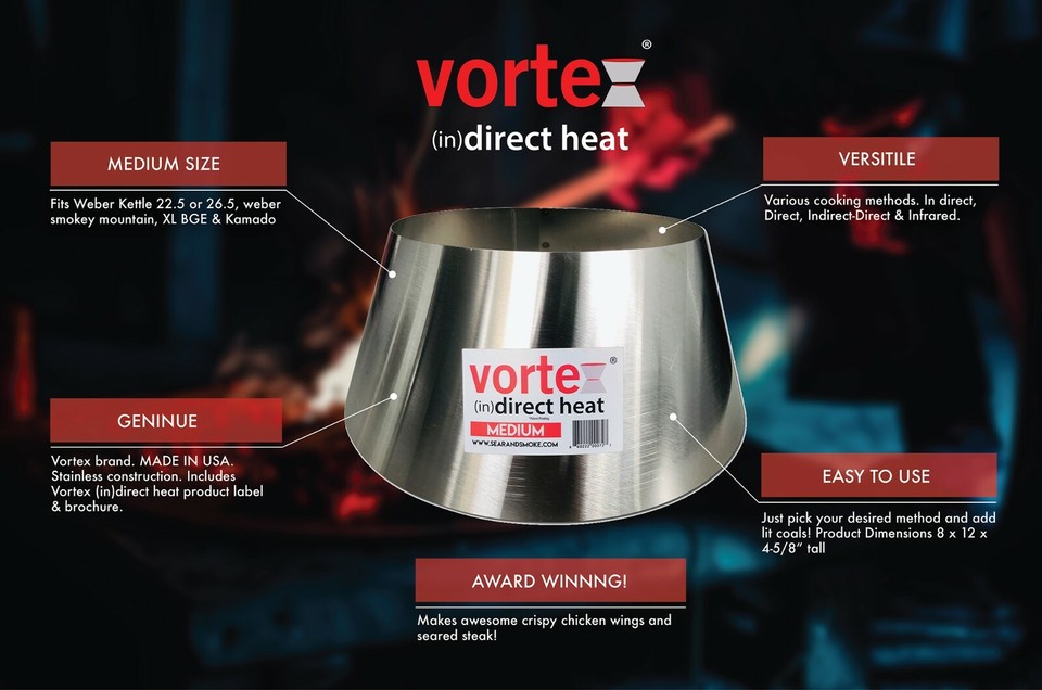 BBQ Vortex ™ Weber Kettle 22 26.75 WSM smokey mountain XL Kamado Big ...
