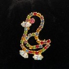 Glass Rhinestone Unmarked Pin Duck Gold Tone Spring Easter | eBay