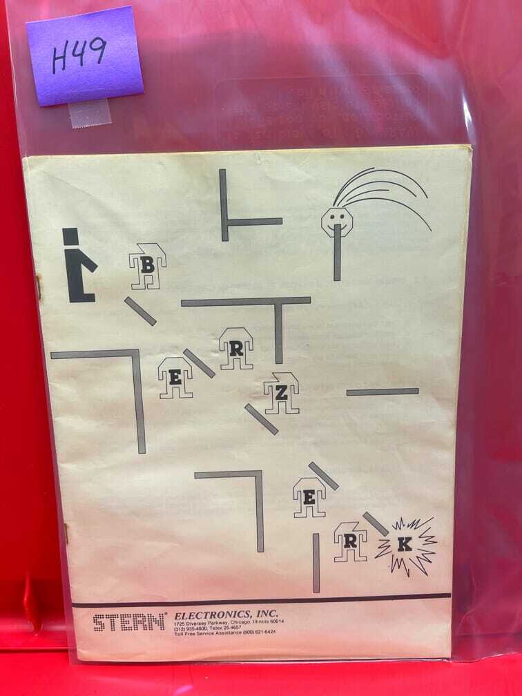 Berzerk ORIGINAL Stern Video Arcade Game Operations/Service/Repair ...