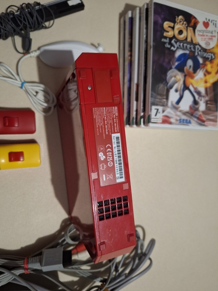 Nintendo Wii Red Bundle. Red Controller & Rare Lego Controller + 5 ...