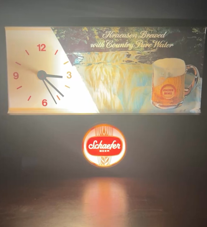 Rare Vintage SCHAEFER Beer Waterfalls MOTION Bar Light Sign Clock SEE ...