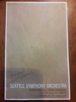 1967 PLAYBILL SEATTLE SYMPHONY ORCHESTRA MILTON KATIMS EDGAR LUSTGARTEN ...