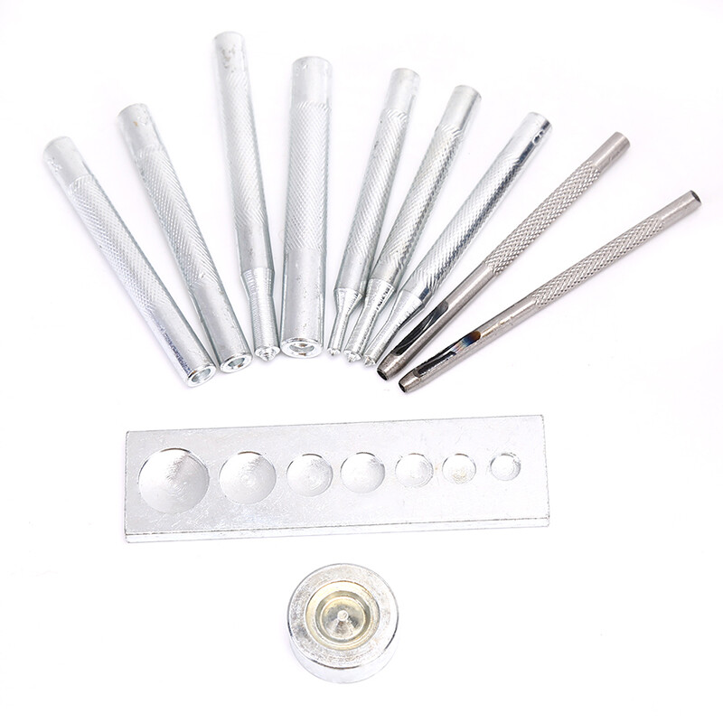 11X/Set DIY Leather Tool Die Punch Hole Snap Rivet Button Setter Base ...