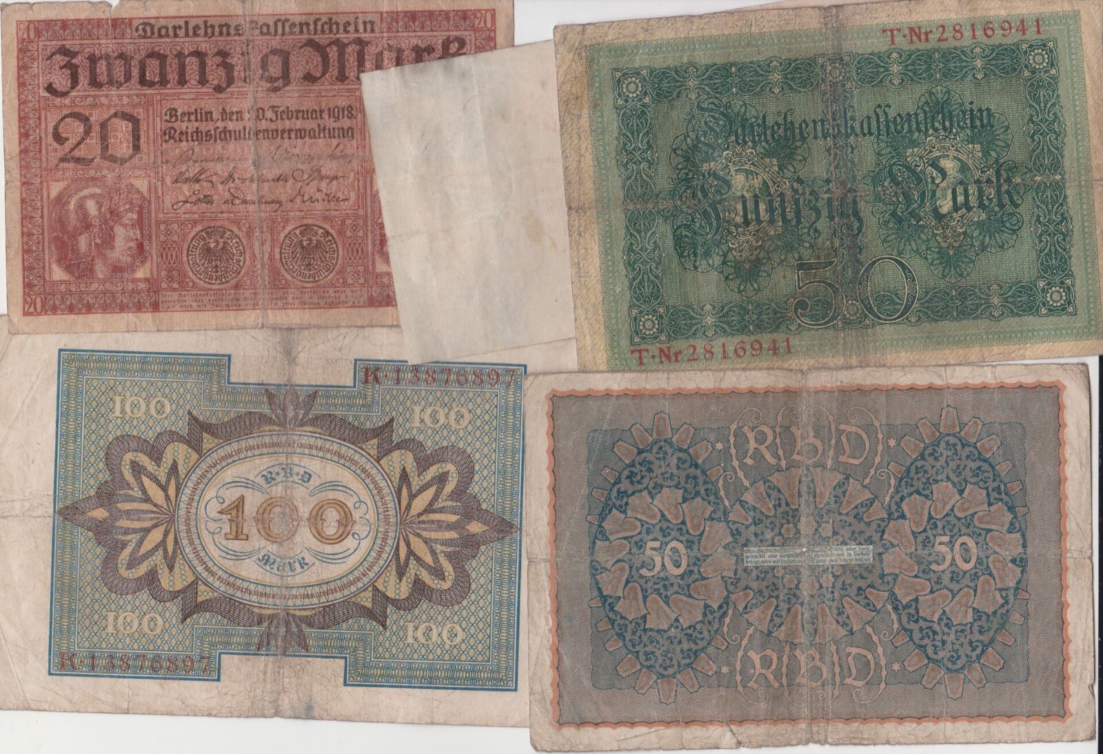 Lot Germany Reich 5 banknotes 1914-... reichsmark, WW1- paper money | eBay