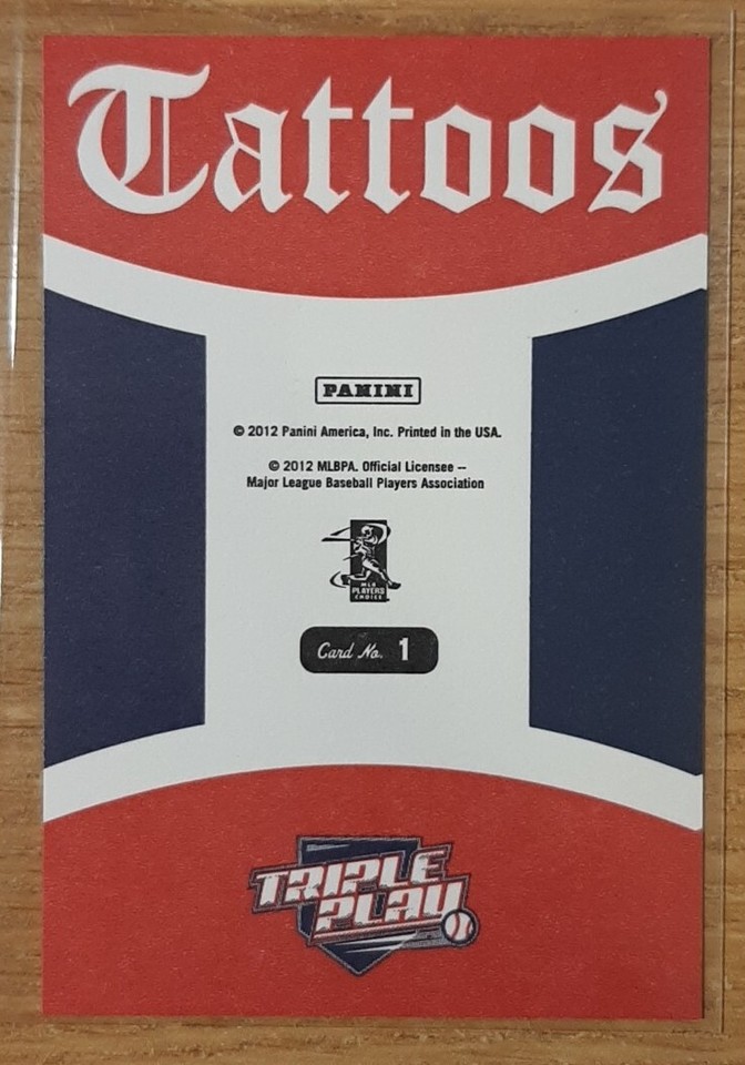 2012 PANINI TRIPLE PLAY TATTOOS #1 FLAMING BASEBALL | eBay