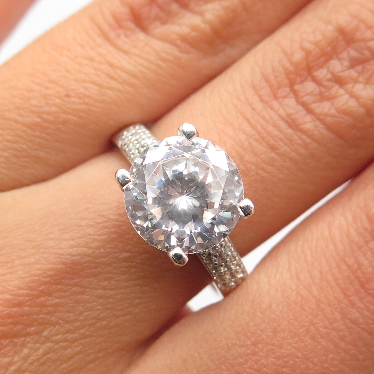 925 Sterling Silver DBJ Round-Cut C Z Ring Size 7.25 | eBay