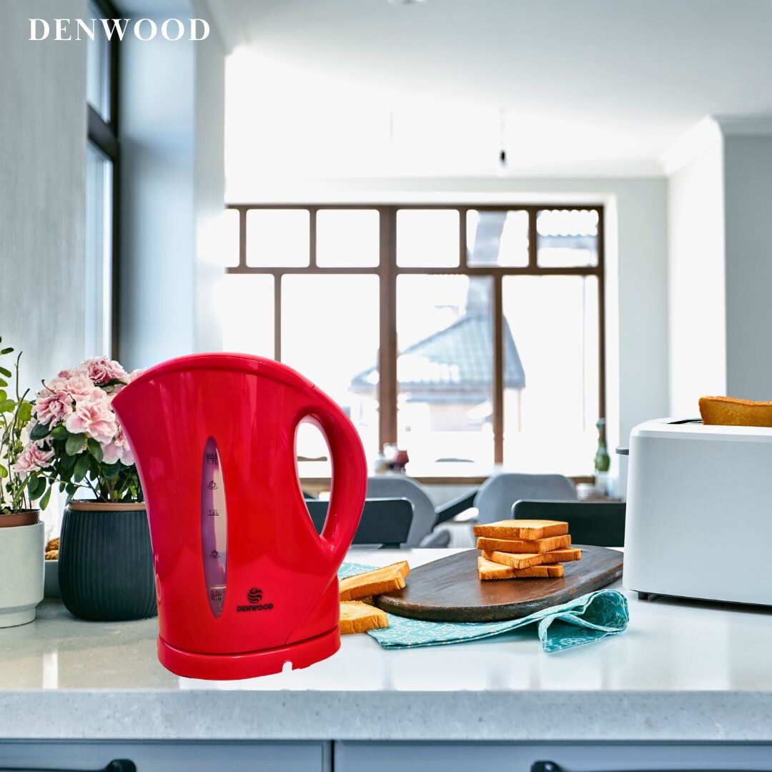 Denwood Electric Red Kettle 1.7L Jug Style Cordless with Auto Shut Off ...