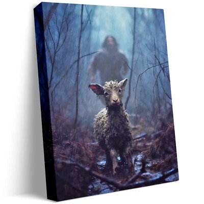 Jesus Chasing After Lamb Picture Religious Christian Home Decor Print ...