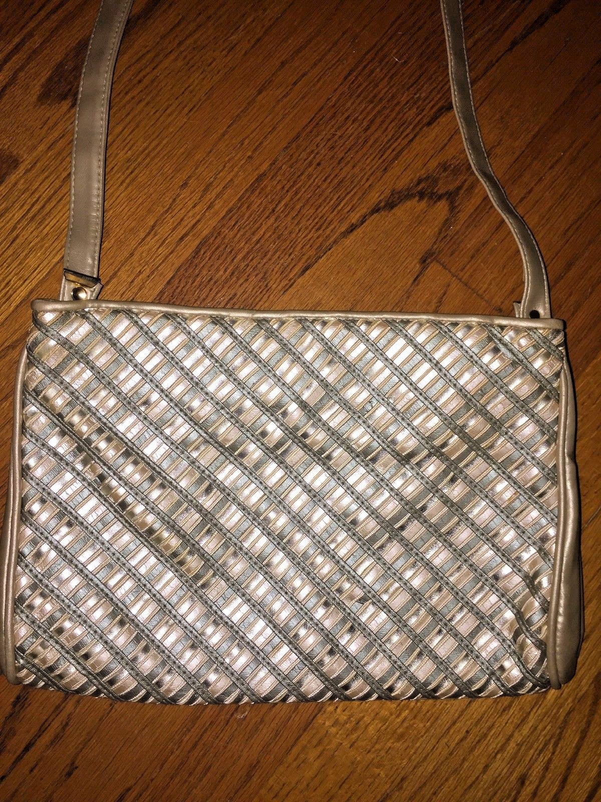 Vintage Warren Reed Metallic Basket Weave Faux Leather Crossbody Purse ...