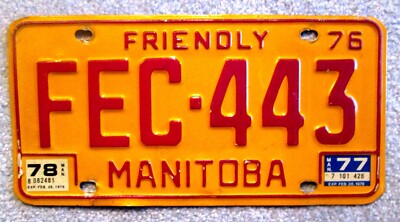 1976 Manitoba License Plate FEC-433 gprc1 | eBay