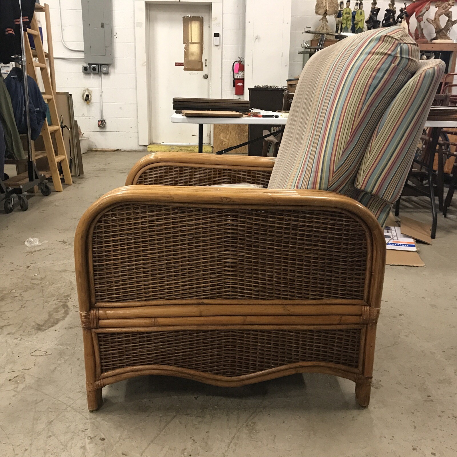 Braxton Culler rattan bamboo wicker reclining chair USA made Designer ...