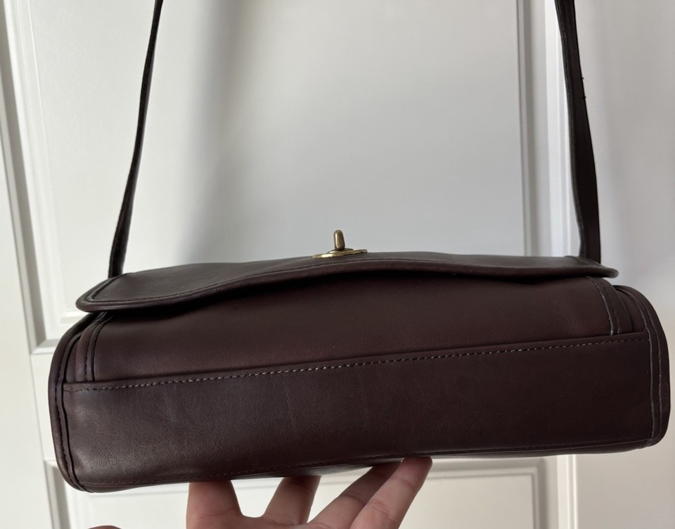 Vintage 80s Coach Crossbody Purse Mahogany Leather 9812 Ridgefield Flap ...