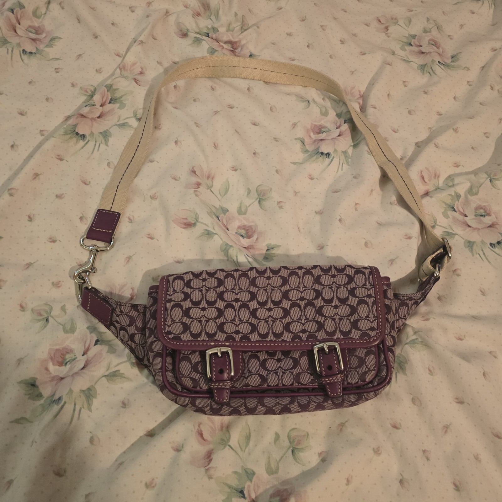 Coach Vintage Bon Voyage Signature Belt Bag Burgundy … - Gem