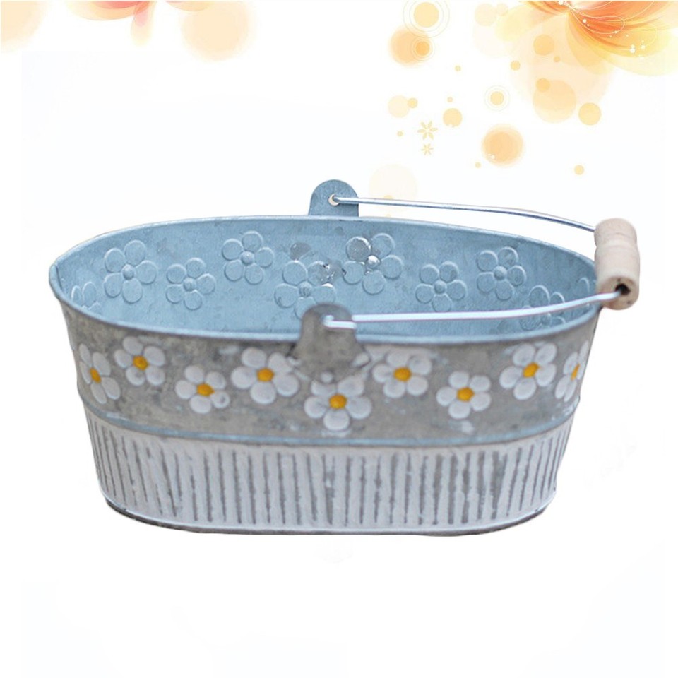 Retro Embossed Iron Bucket Flower Farmhouse Metal Planters | eBay Australia
