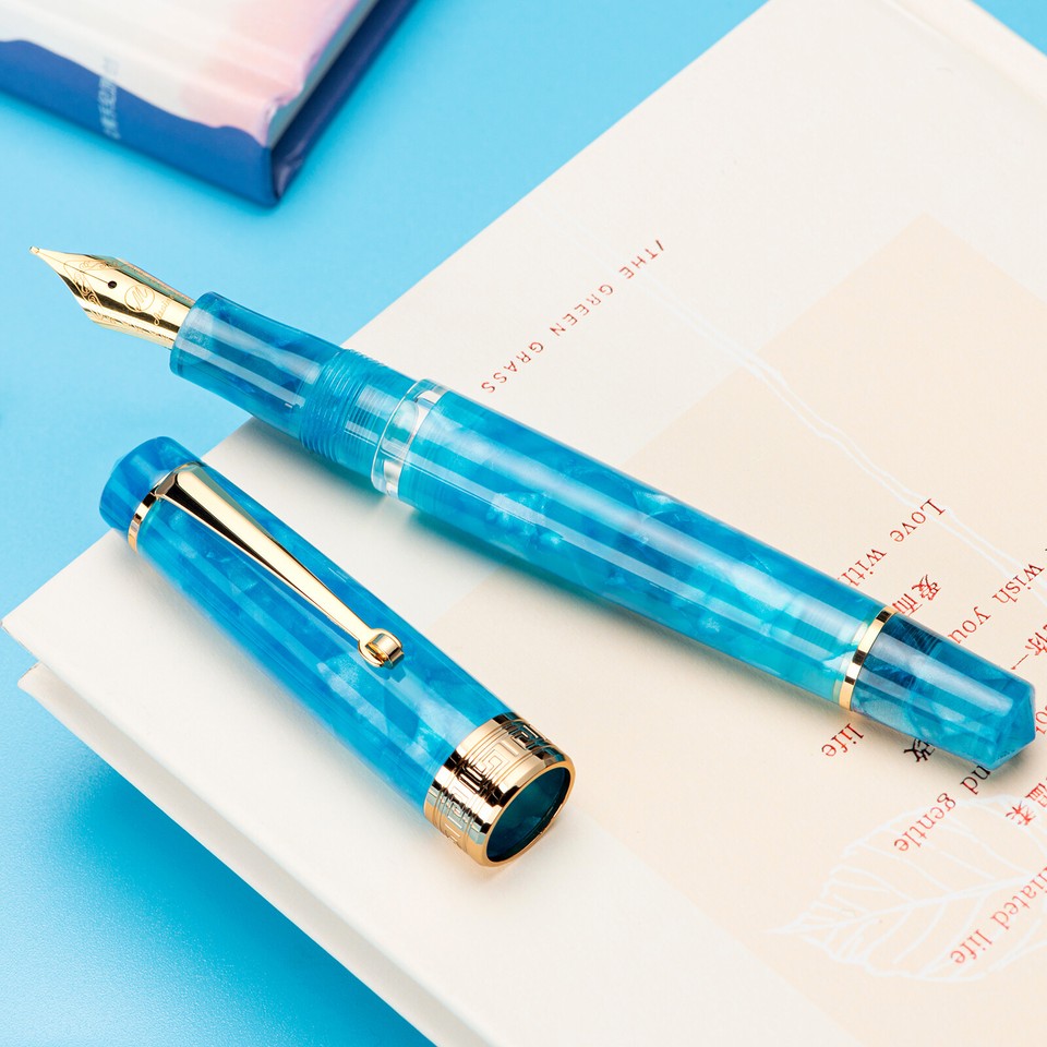 Asvine P20 Piston Resin Fountain Pen EF/F/M Nib Smooth Writing Office ...