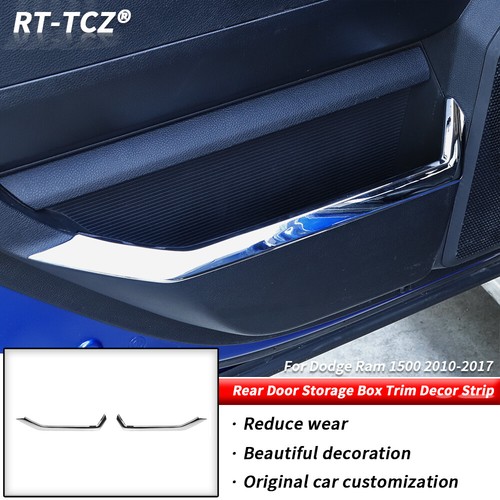 Interior Rear Door Storage Box Trim Strips Decor For Dodge RAM 1500 10 ...